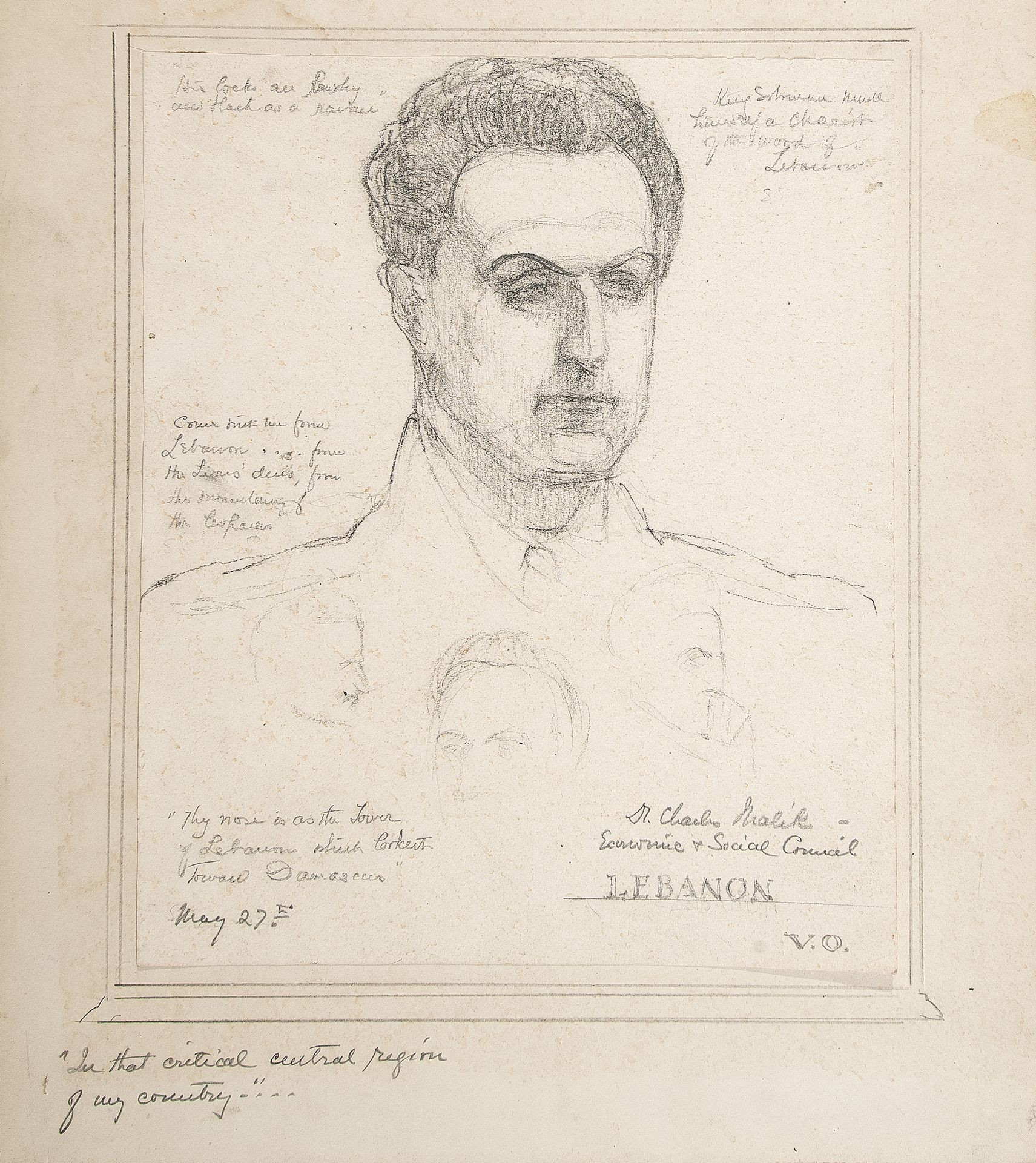 Portrait study of Dr. Charles Malik (1906-1987), delegate from Lebanon ...