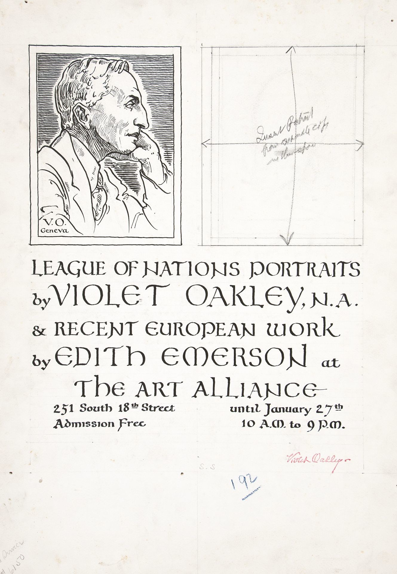 Study for poster of joint exhibition of League of Nations portraits by ...