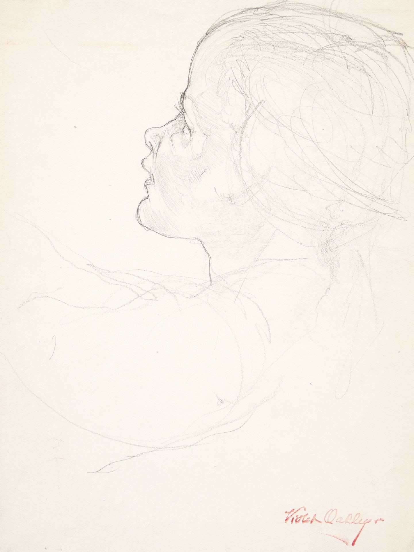 Portrait head study of unidentified child in profile - Woodmere Art Museum