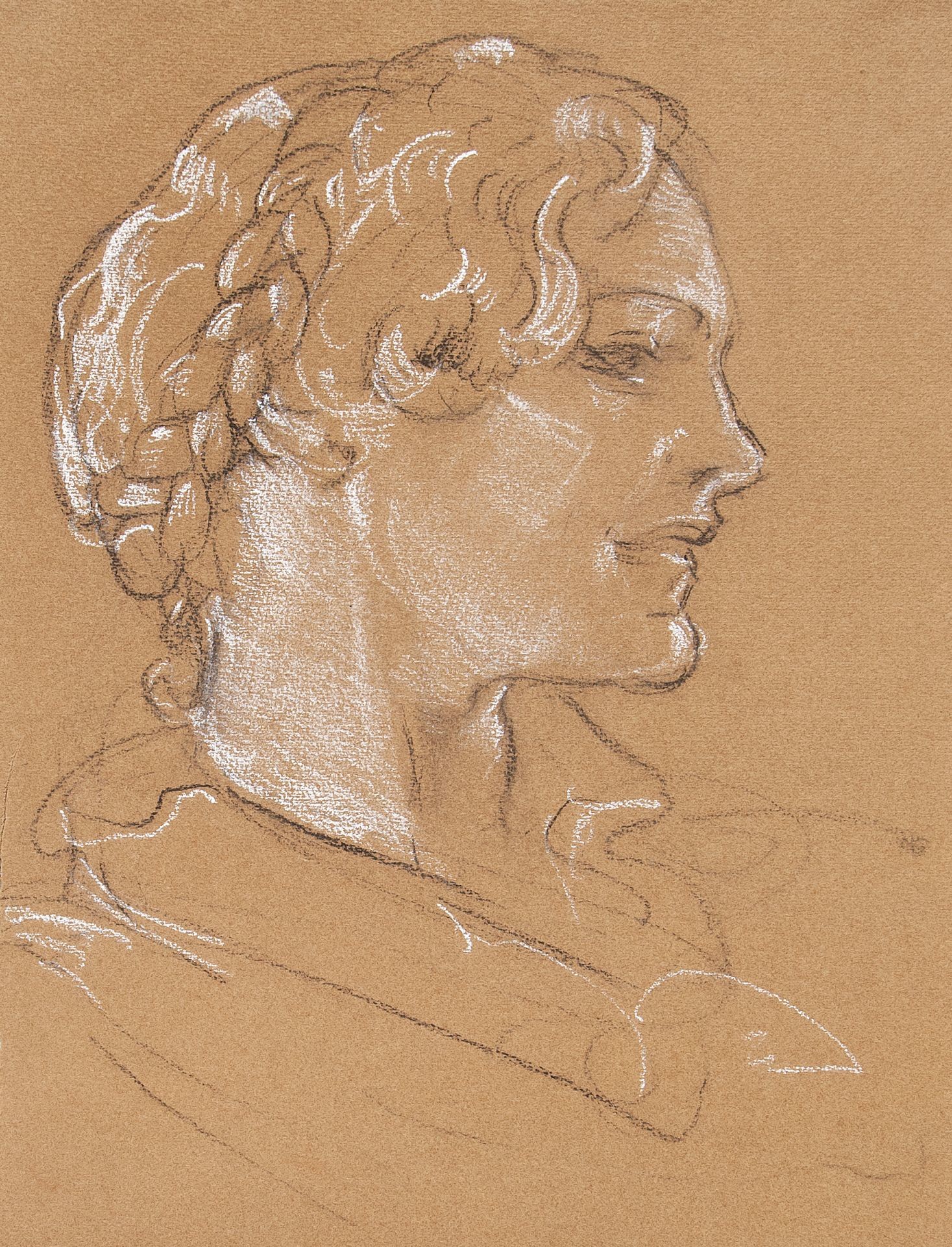Portrait head study of unidentified woman in profile - Woodmere Art Museum